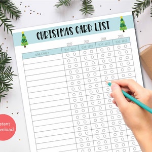 Christmas Card List Printable Christmas Card Tracker Holiday - Etsy