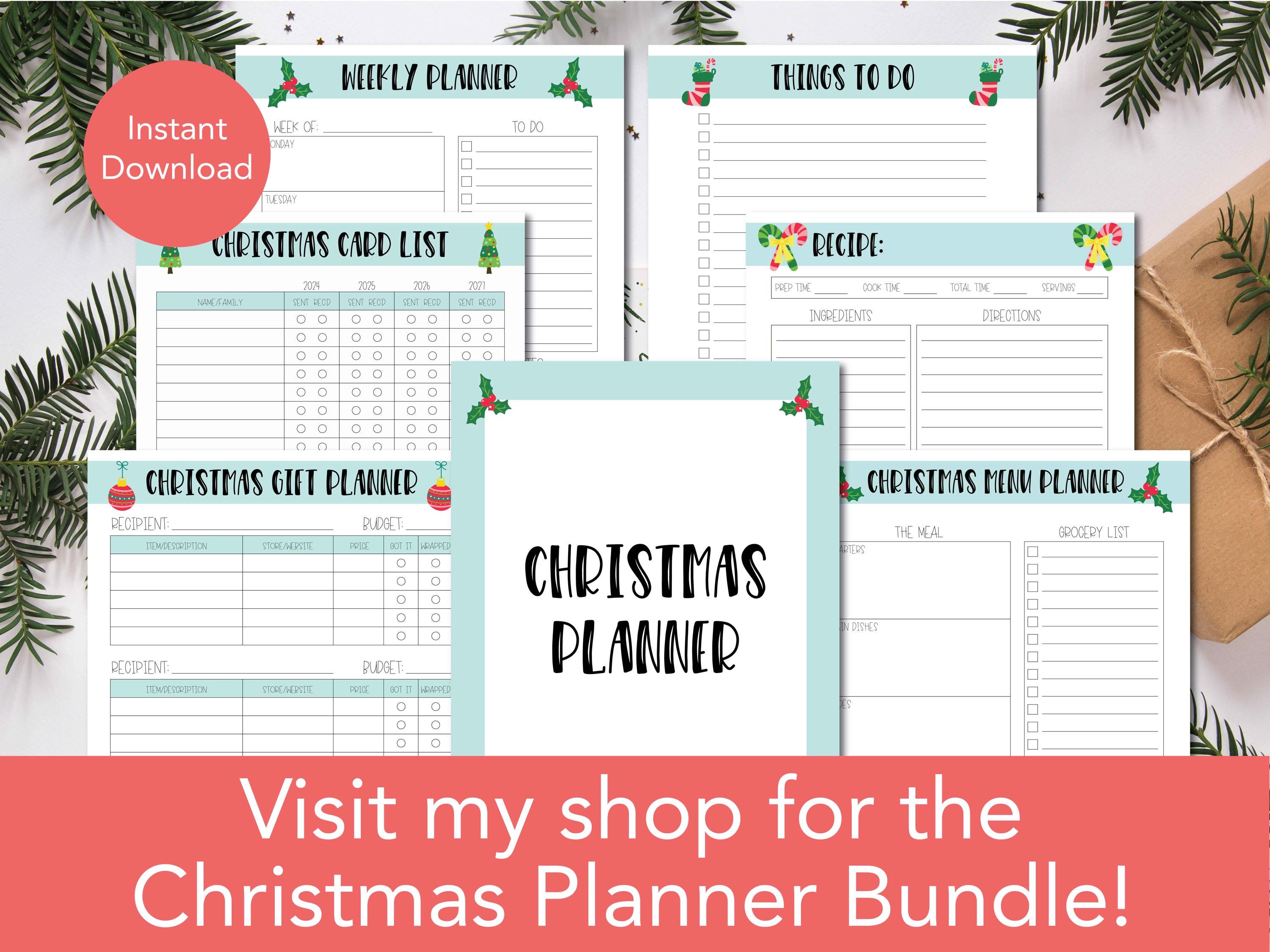 Christmas Card List Printable, Christmas Card Tracker, Holiday Card ...