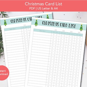Christmas Card List Printable, Christmas Card Tracker, Holiday Card ...