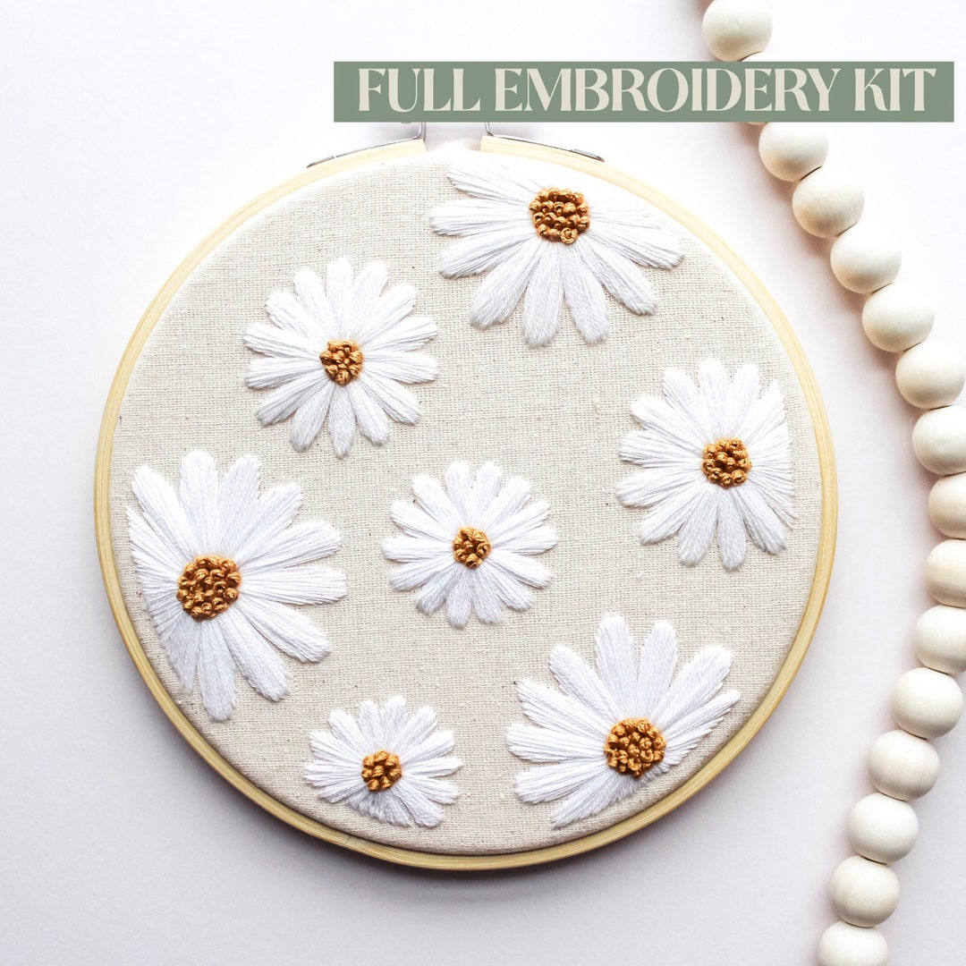 Daisy Embroidery Kit Hand Embroidery Flower Embroidery - Etsy