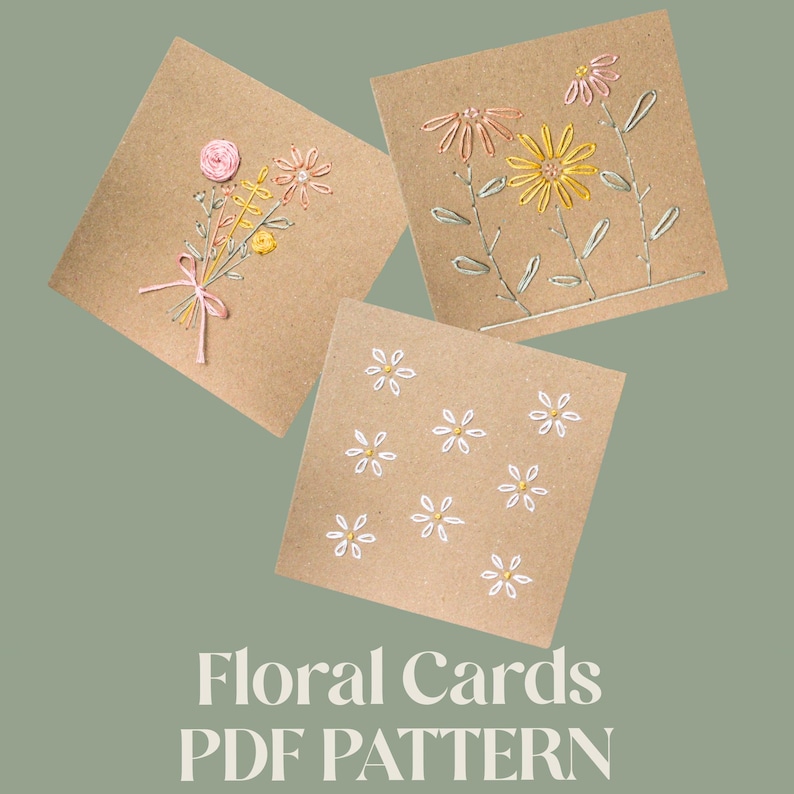 Floral Cards Embroidery Pattern: Beginner-friendly Card Design (PDF ...