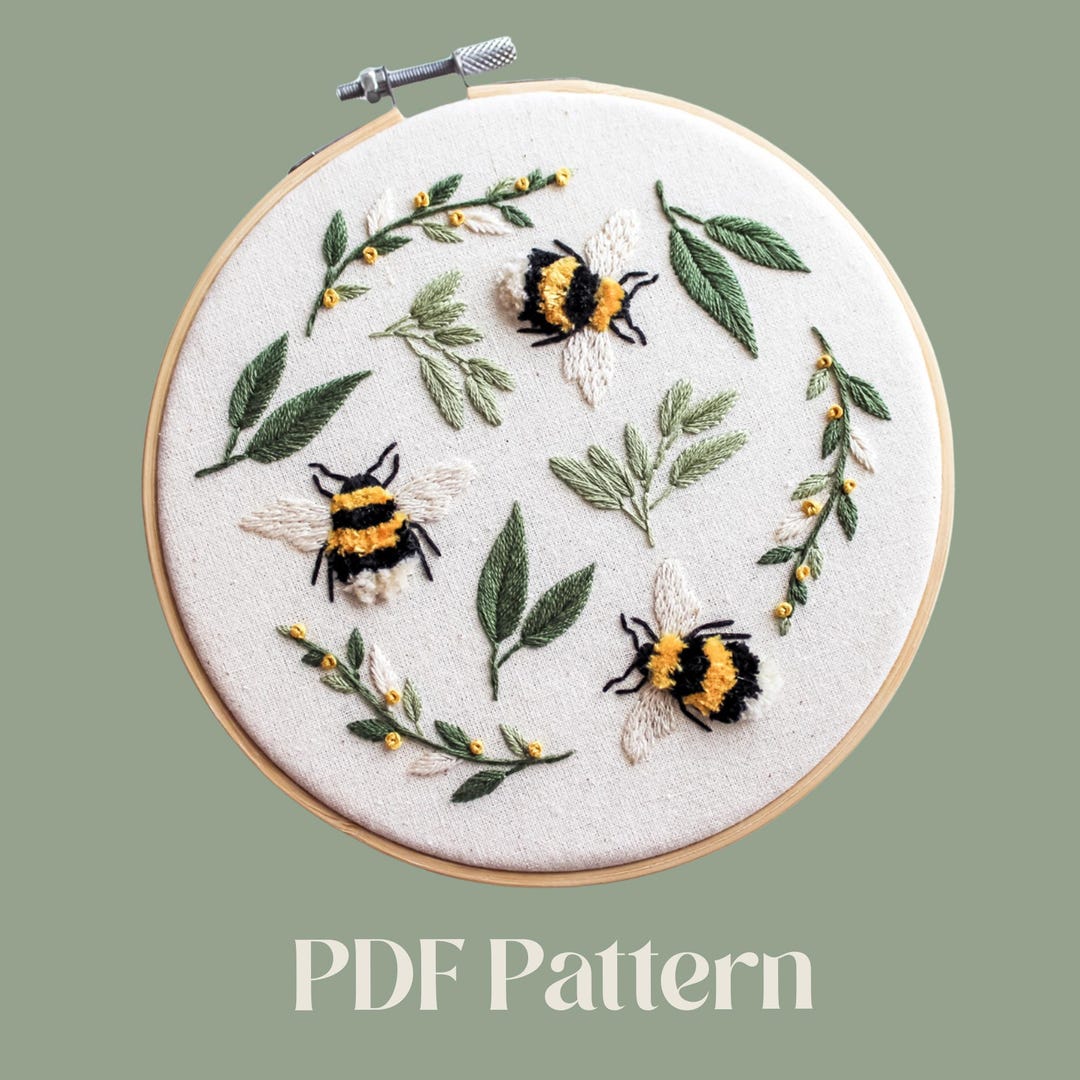 Bee Embroidery Pattern - Pdf - Hand Embroidery Pattern - Pdf Pattern - Insect Pattern - Digital ...