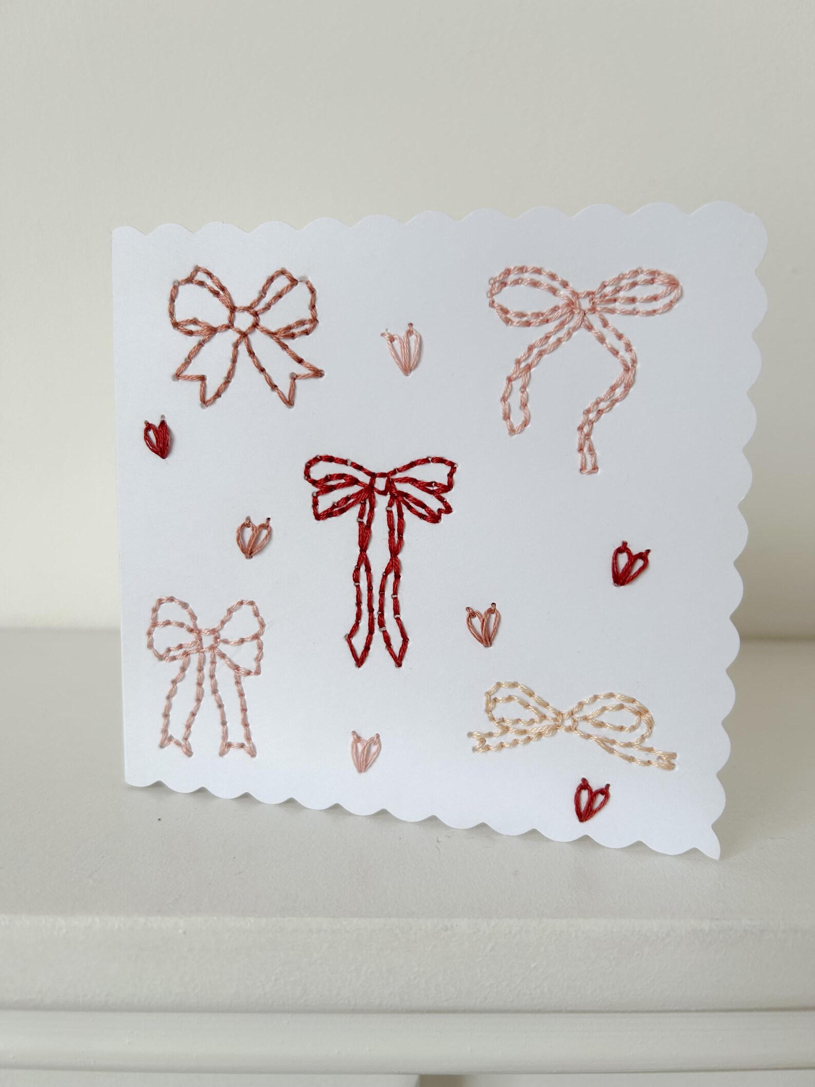 Hearts & Bows Cards Embroidery Pattern: Beginner-friendly Card Design ...