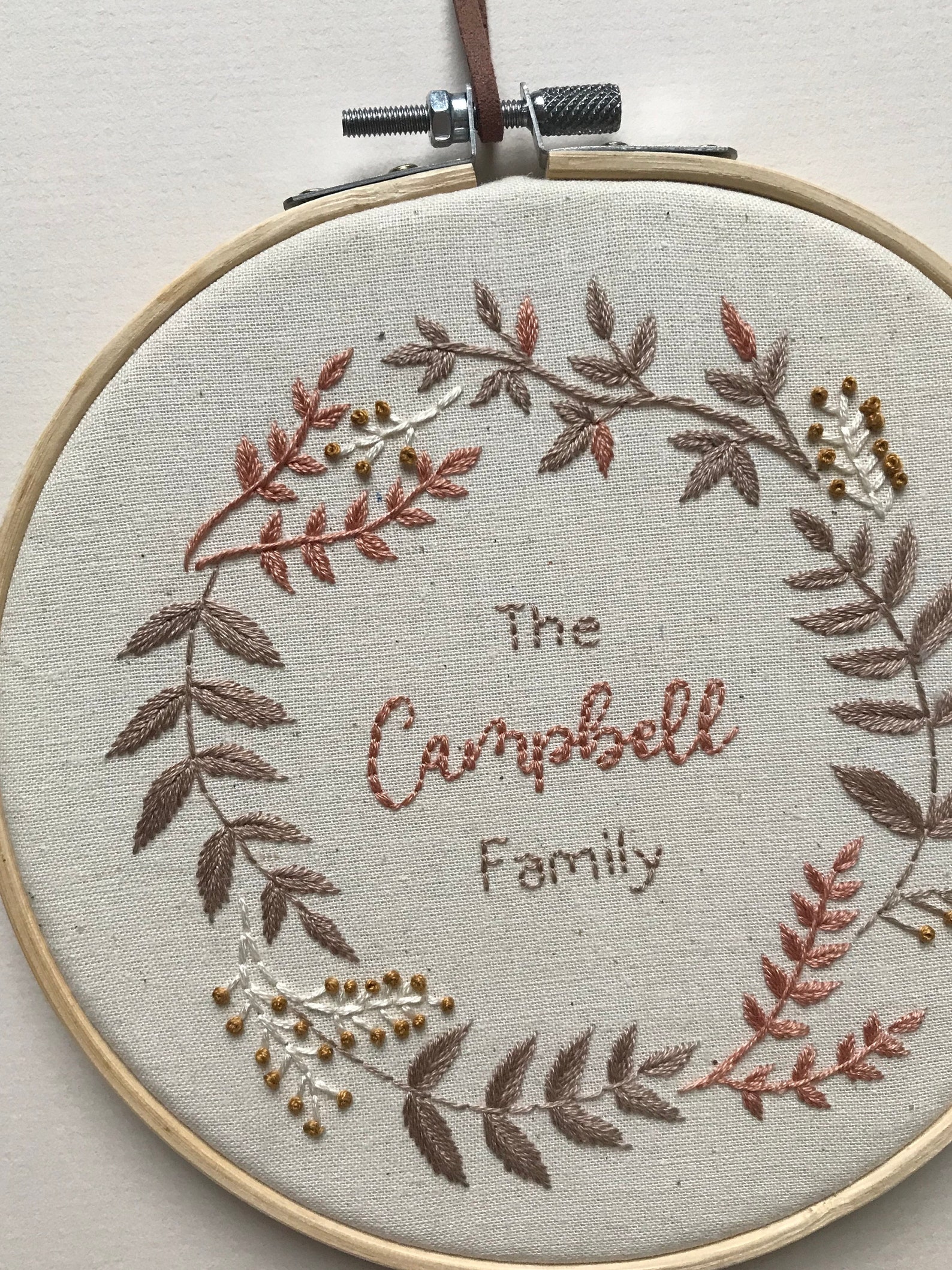 Family Name Wreath Embroidery Hoop Hoop Art Embroidery - Etsy