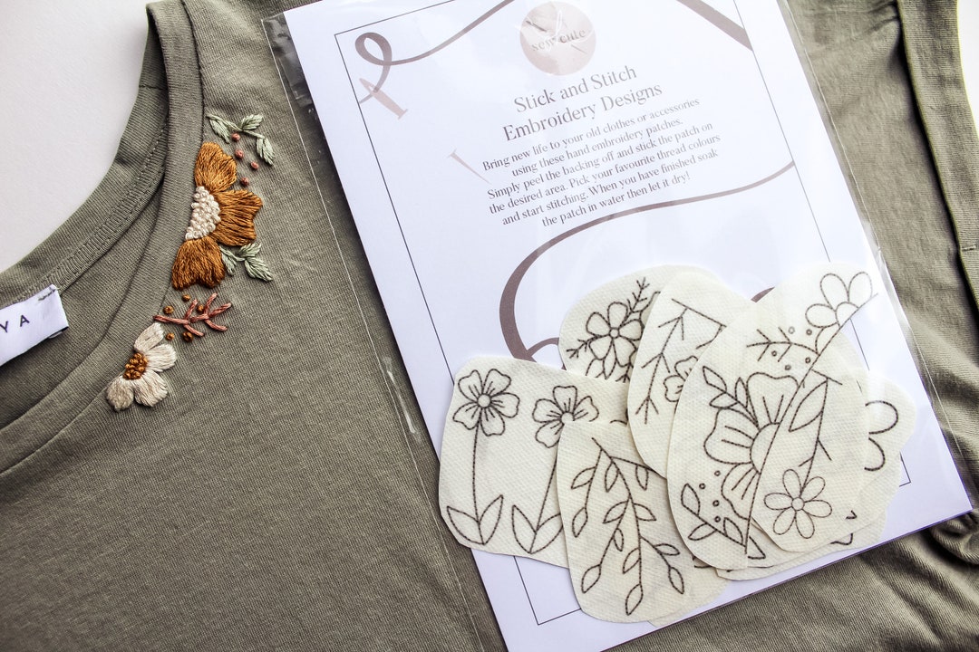 Floral Stick and Stitch Embroidery Patches Stick on - Etsy
