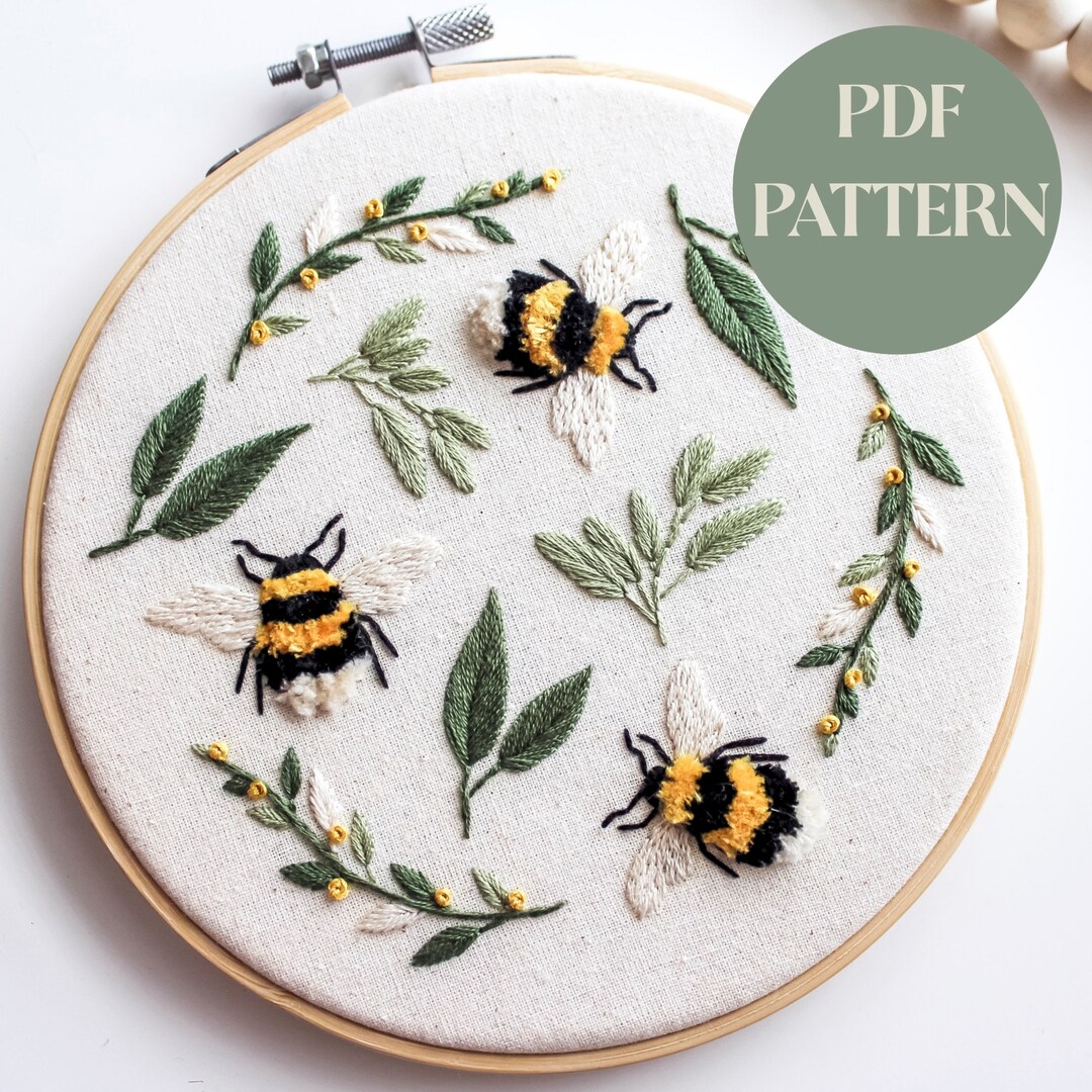 Bee Embroidery Pattern Pdf Hand Embroidery Pattern Pdf Pattern Insect ...