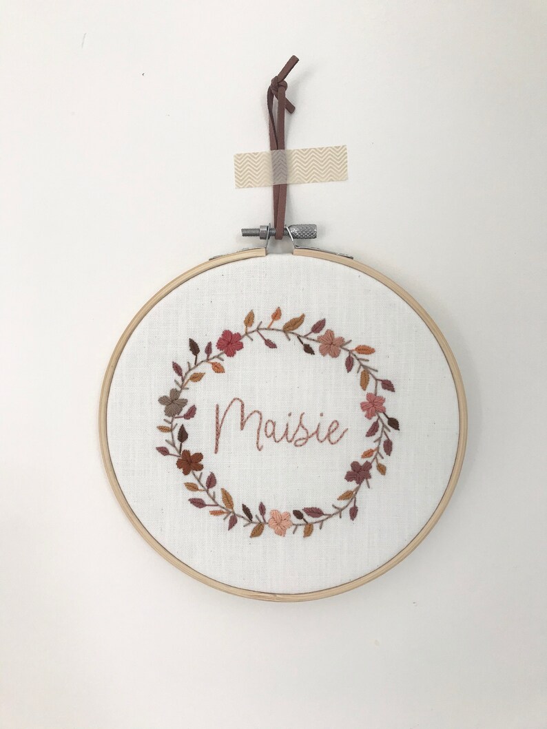 Floral Wreath Name Embroidery Hoop Hoop Art Embroidery | Etsy