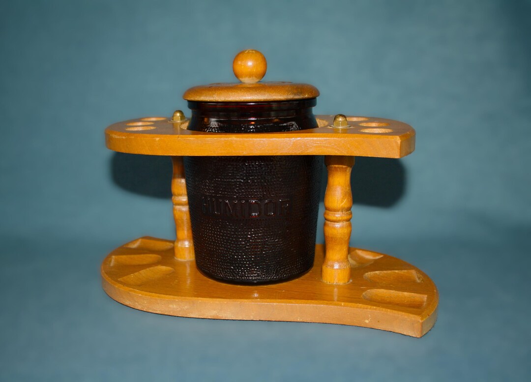 Vintage Dun-rite Pipe Stand With the Original Duraglas Jar and Aztec ...