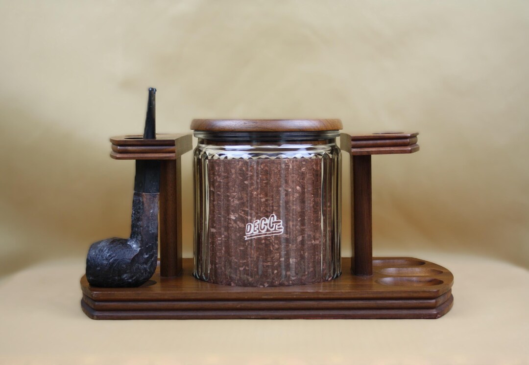 Walnut Tabletop Pipe Rack and Humidor for 6 Smoking Pipes With AZTEC ...