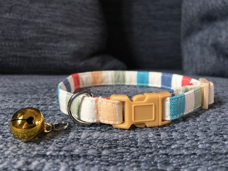 Colorful Striped Cat Collar Breakaway Cat Collar Cute Cat | Etsy