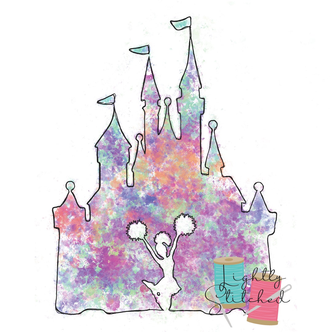 Watercolor Magical Castle Cheer Cheerleader PNG for Sublimation Digital ...