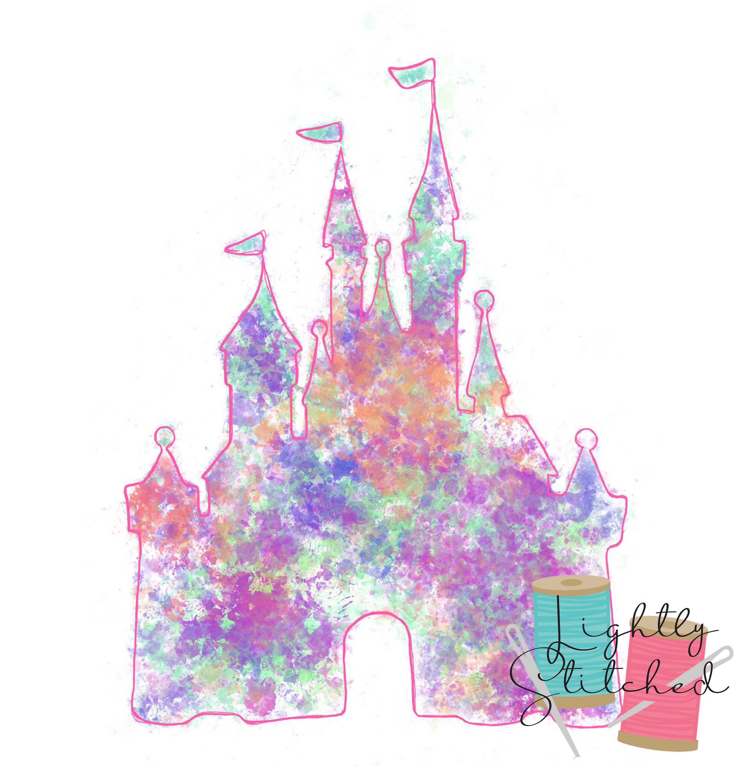 Watercolor Magical Castle Pink PNG for Sublimation Digital Download - Etsy