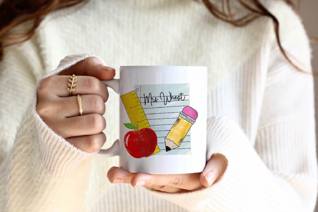 School Supply Pencil Apple Ruler, Teacher Gift, Back to School, PNG ...