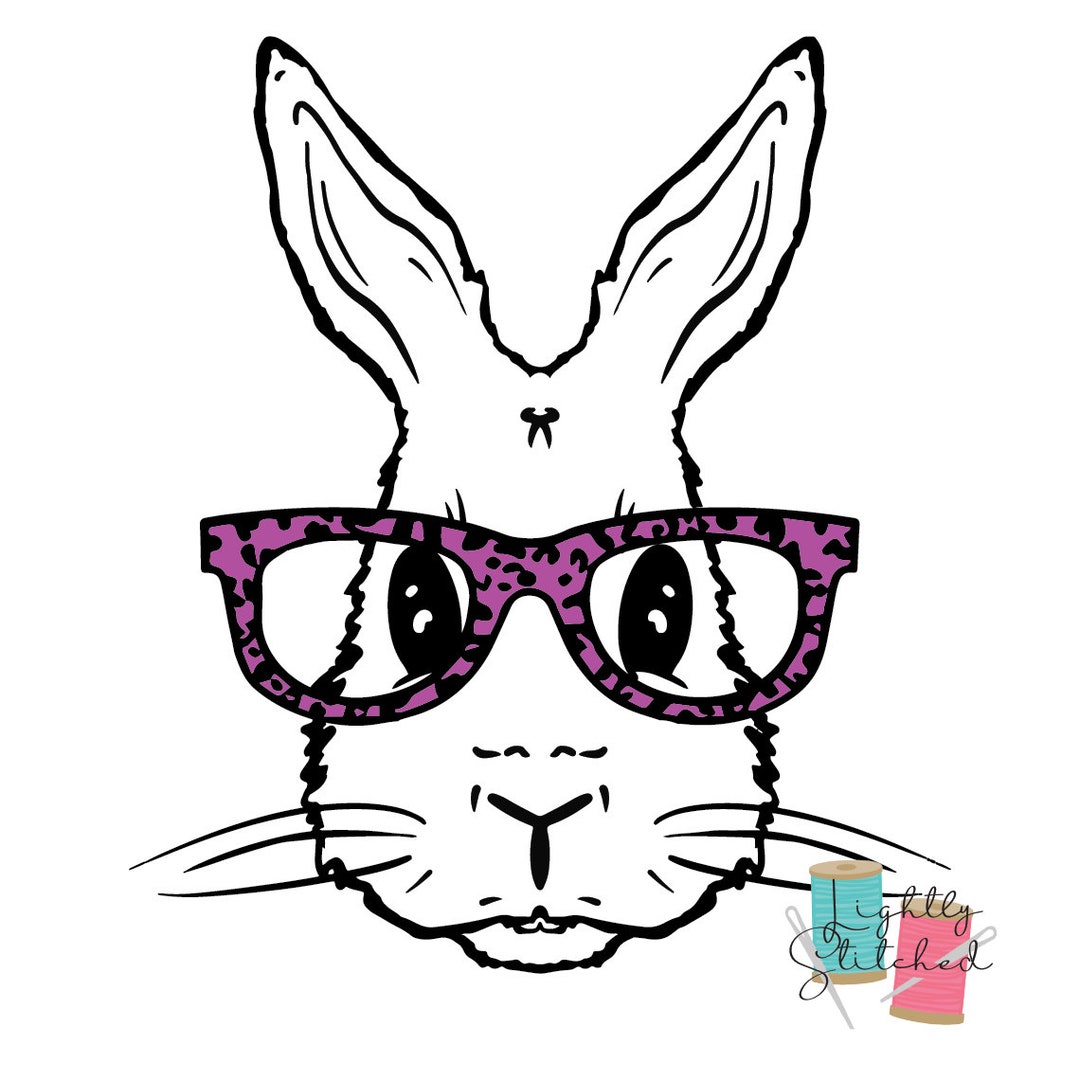 Bunny in Glasses PNG SVG Cute Rabbit Wearing Glasses Boy Girl Design ...