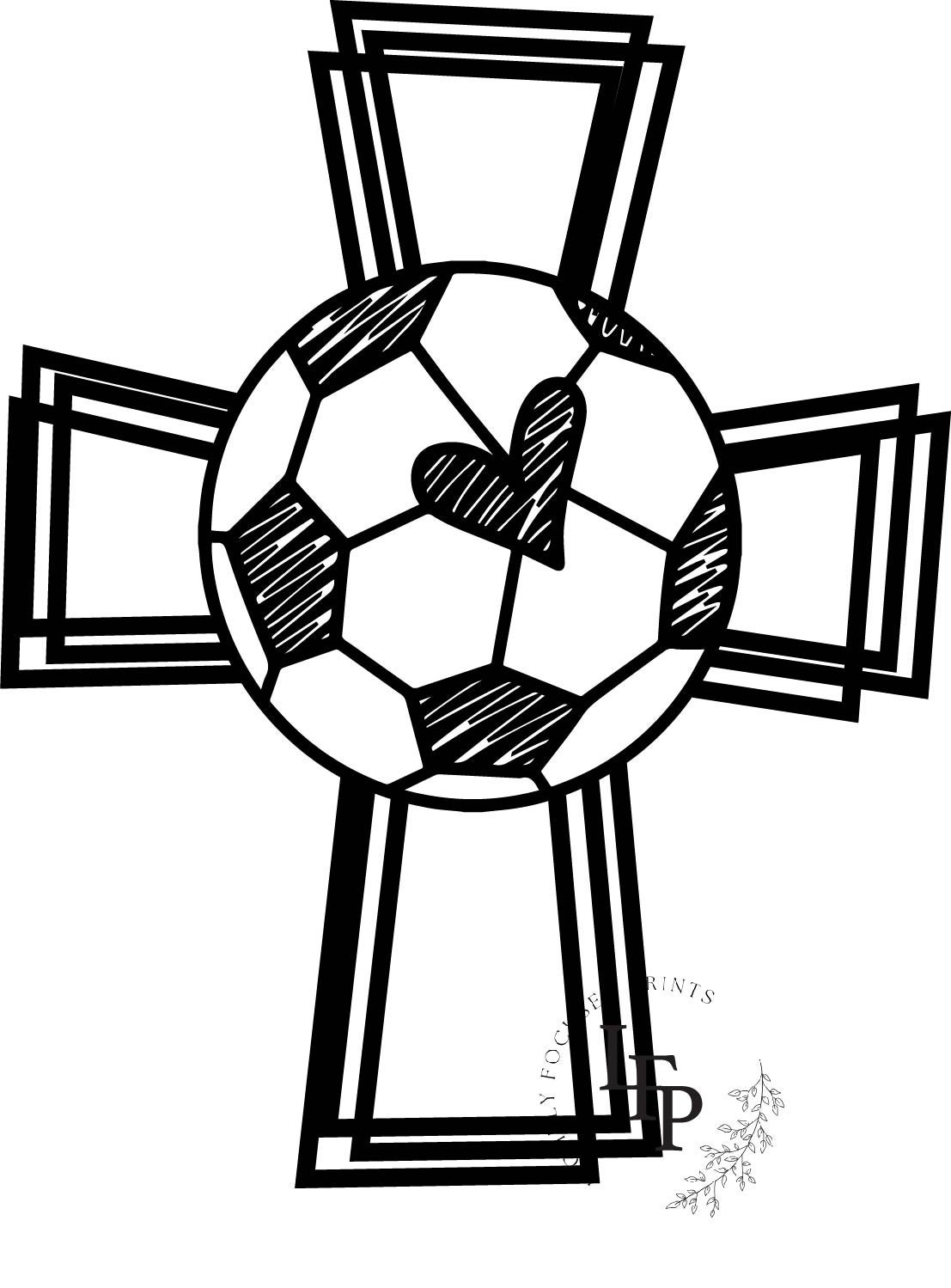 Cross With Soccer Ball Faith Scribble Crosses Sports Girl Boy SVG PNG ...