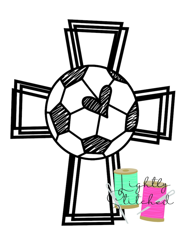 Cross With Soccer Ball Faith Scribble Crosses Sports Girl Boy - Etsy