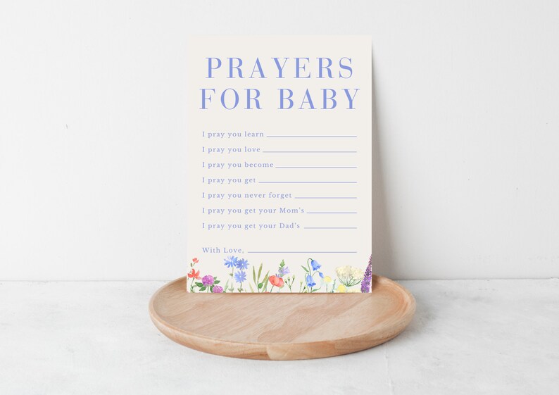 Wildflower Baby Shower Prayers for Baby Printable - Etsy