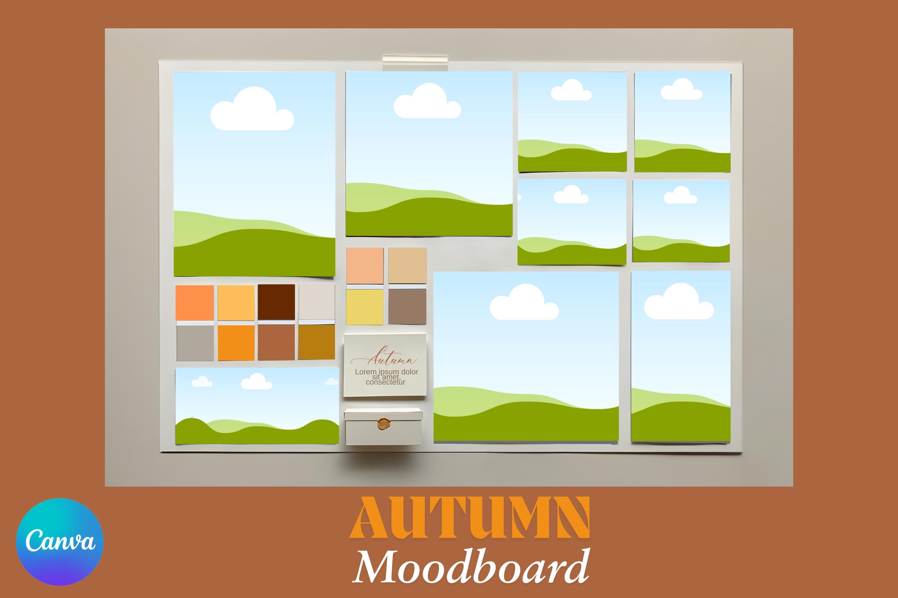 Autumn Mood Board Template for Canva – Cozy Aesthetic Fall Mood Board ...