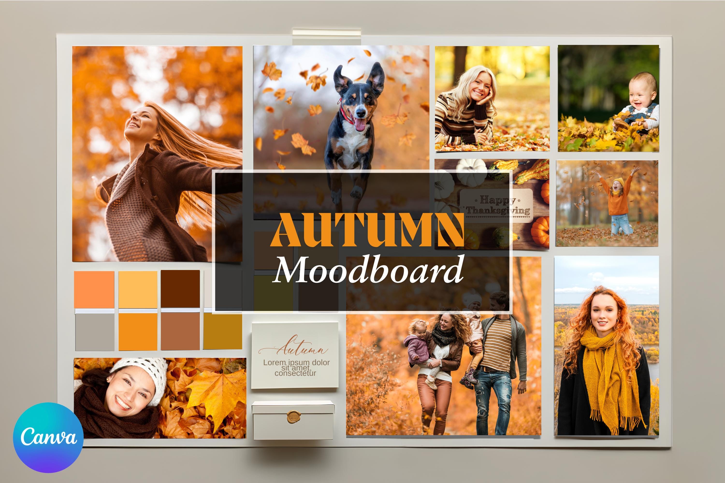 Autumn Mood Board Template for Canva – Cozy Aesthetic Fall Mood Board ...