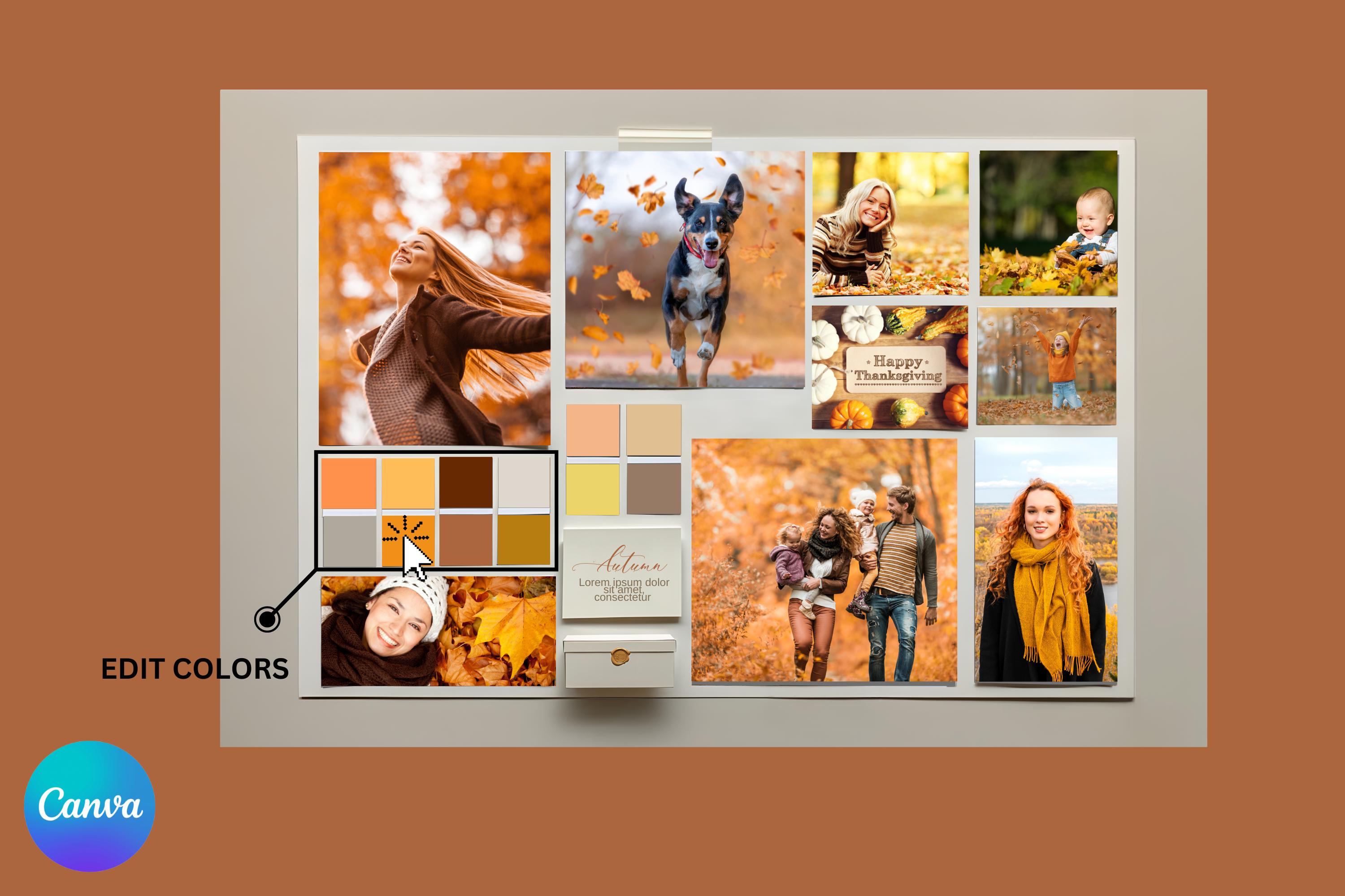 Autumn Mood Board Template for Canva – Cozy Aesthetic Fall Mood Board ...