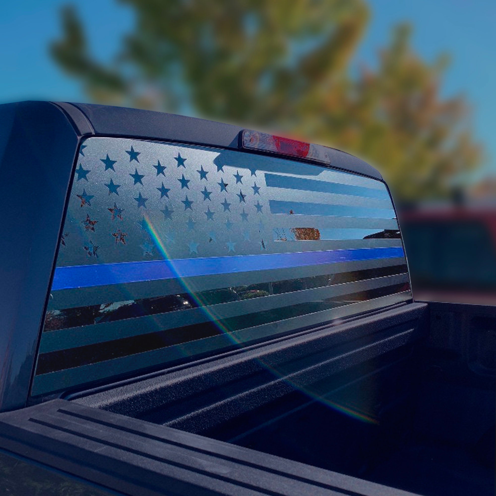 American Flag Rear Window Thin Blue Line Decal Sticker | Etsy