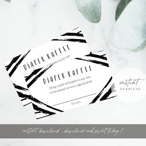 Monochrome Baby Shower Diaper Raffle Insert Diaper Raffle - Etsy
