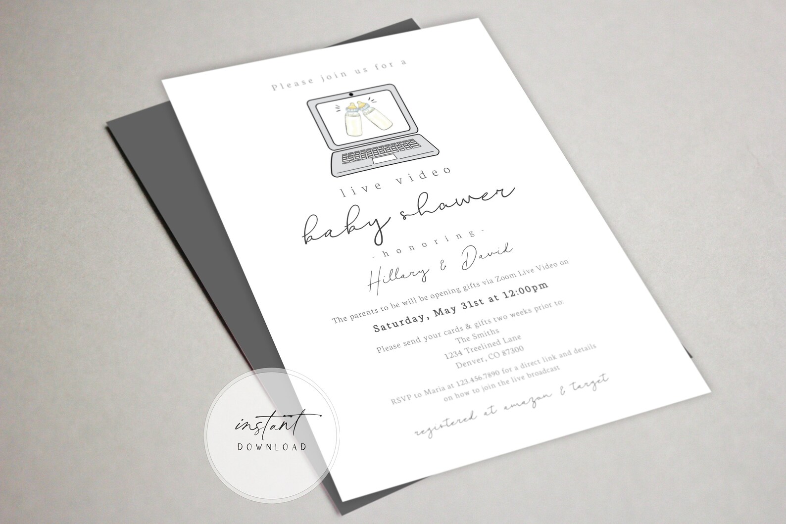 Virtual Baby Shower Invitation, Live Video Baby Shower Invitation ...