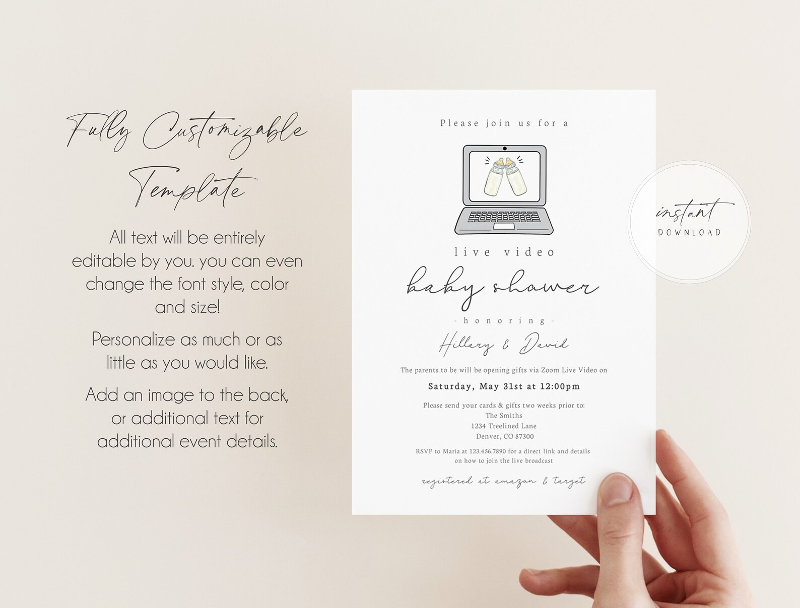 Virtual Baby Shower Invitation, Live Video Baby Shower Invitation ...