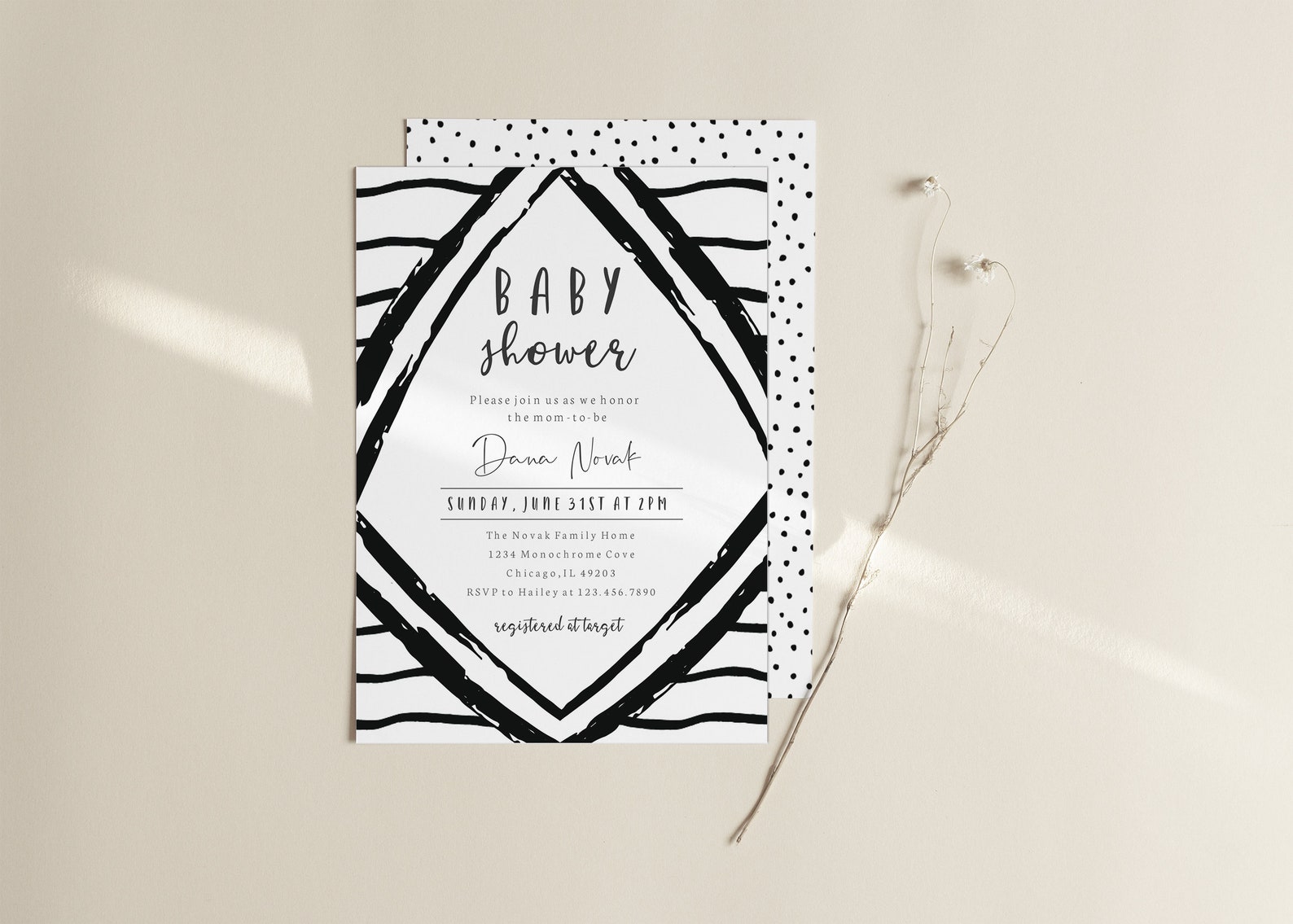 Monochrome Baby Shower Invitation Black and White Baby Shower - Etsy