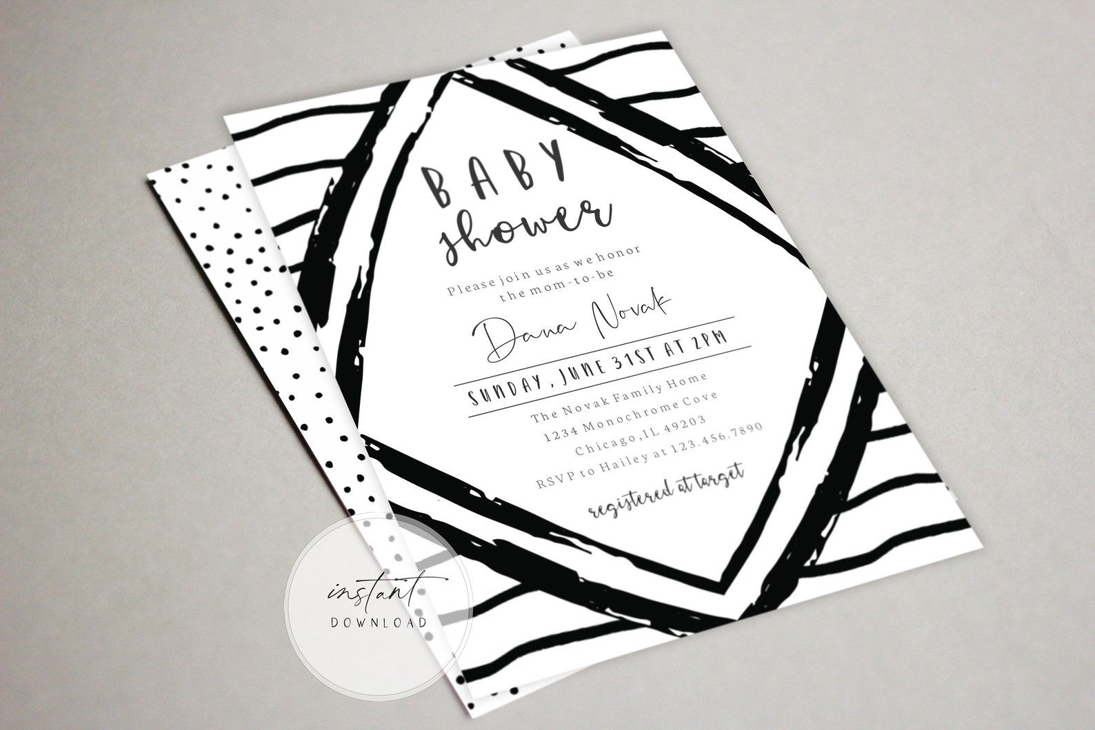 Monochrome Baby Shower Invitation Black and White Baby Shower - Etsy