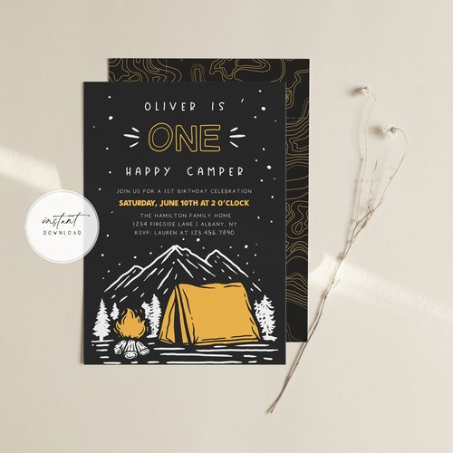 ONE HAPPY CAMPER Invitation Camping Birthday Invitation Camper - Etsy