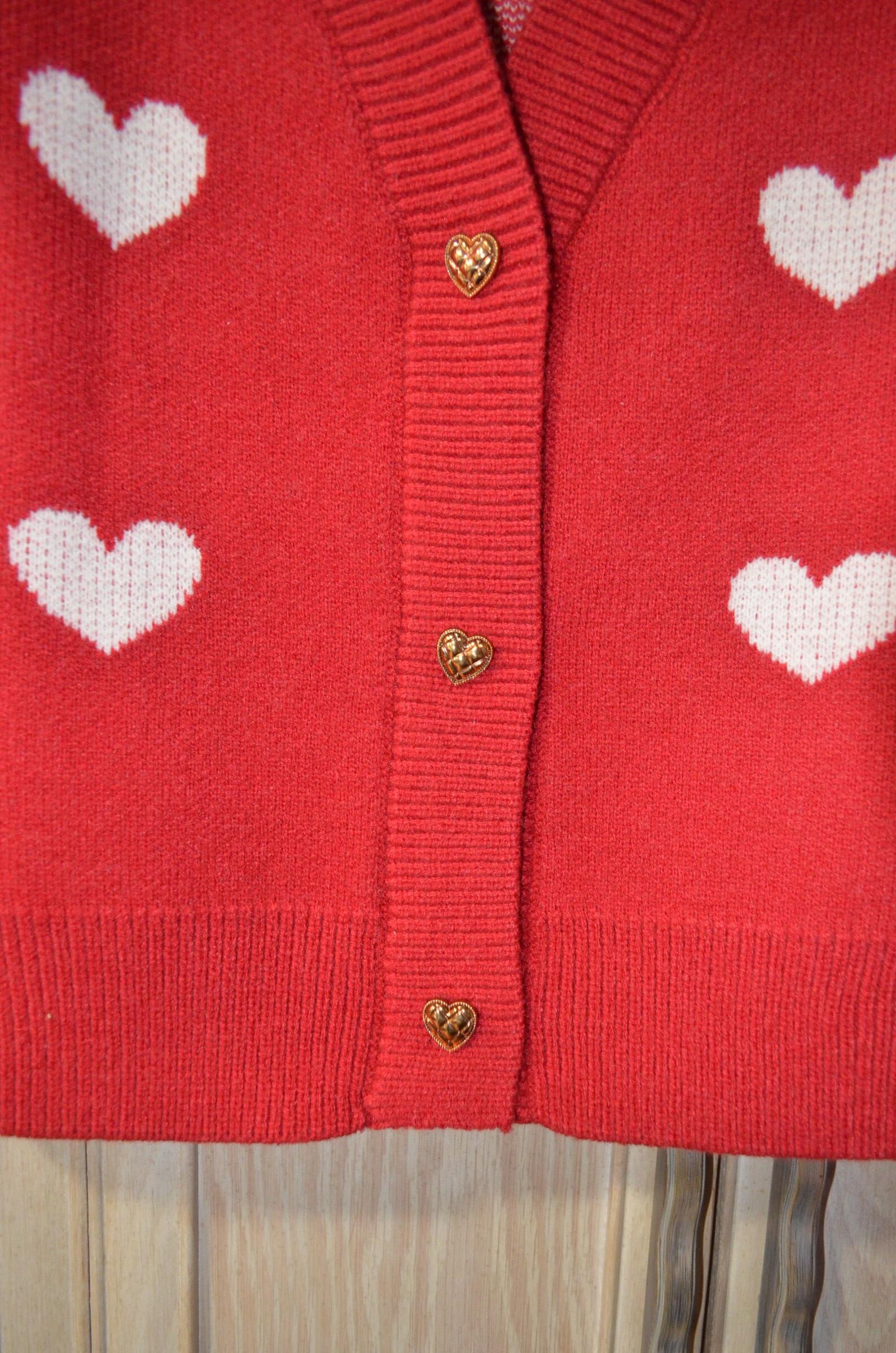 Heart Cropped Knit Cardigan by Chicwish, Red and White, Small, NWT ...