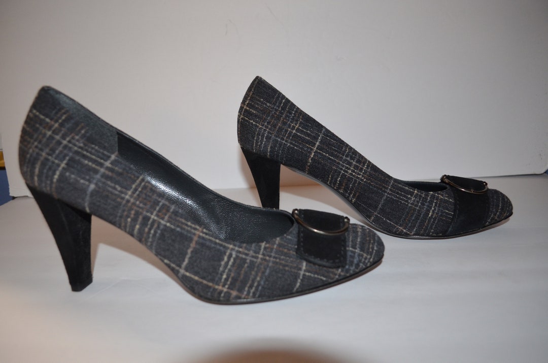 Stuart Weitzman Buckleup Tattersall Flannel Pump, Size 9 Medium - Etsy