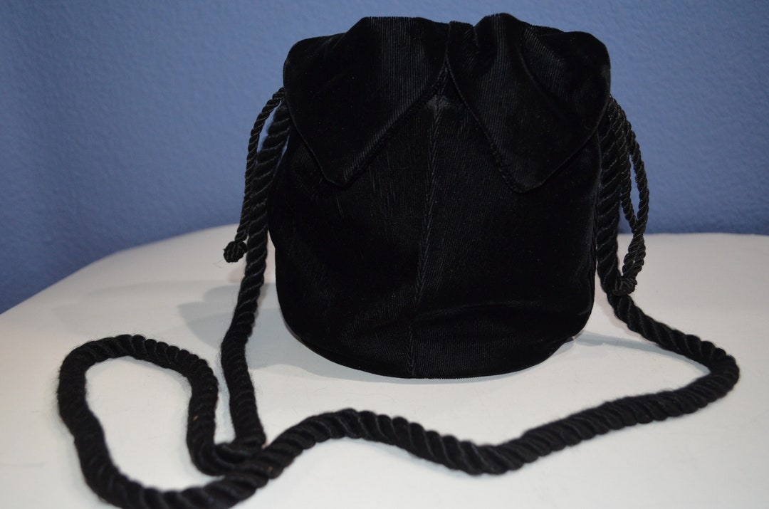 Vintage Gusseted Black Velvet Mini Bucket Pouch by Saks Fifth Avenue - Etsy