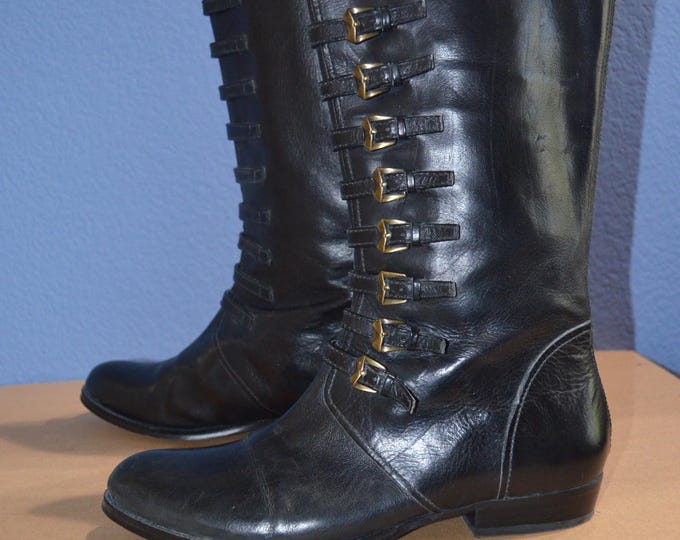 B. Makowsky Vintage Sherry Black Leather Riding Boot, Size 9 Medium - Etsy