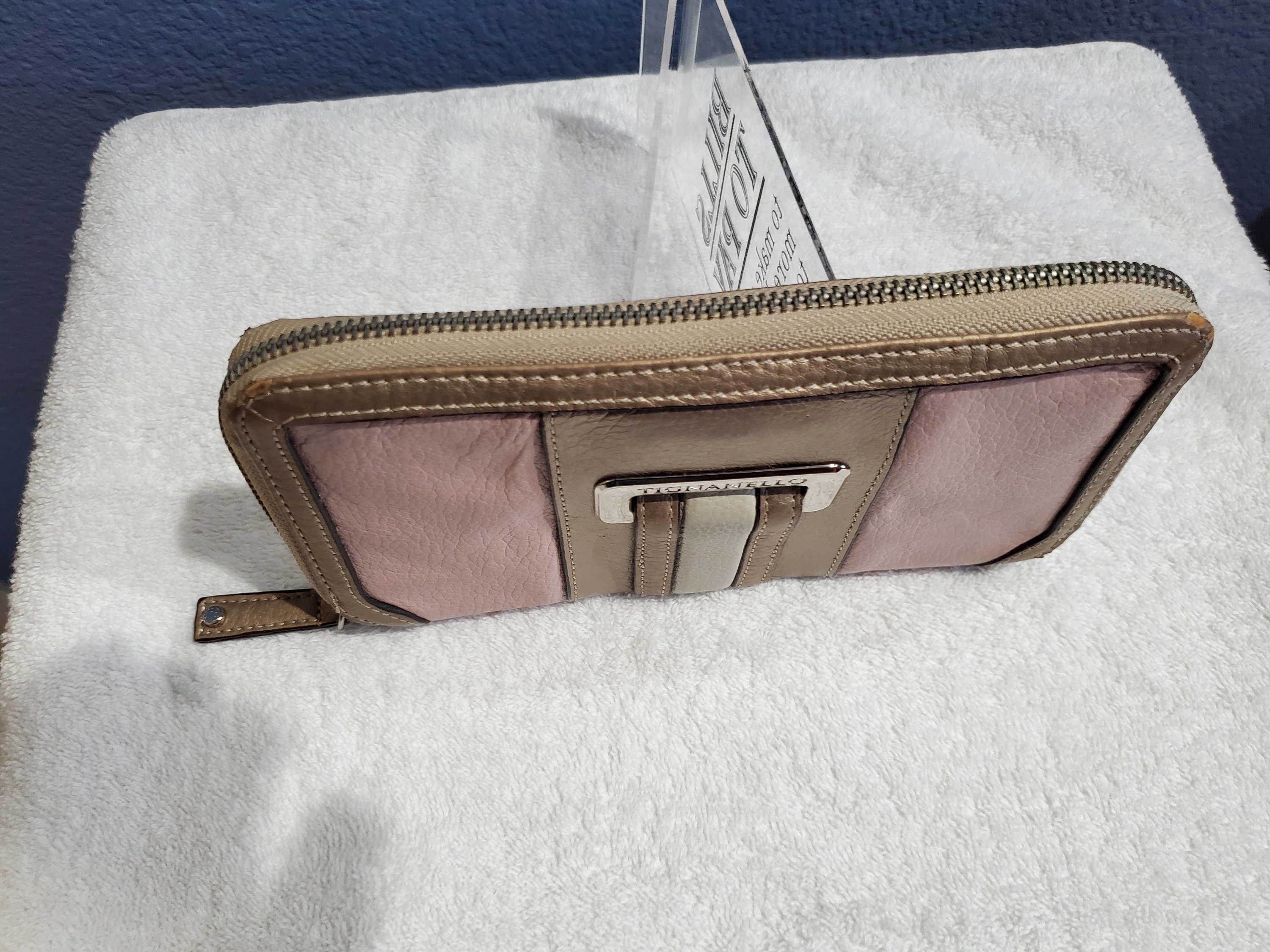 Tignanello Soft Pebbled and Metallic Leather Wallet/clutch, Pink, Gold ...