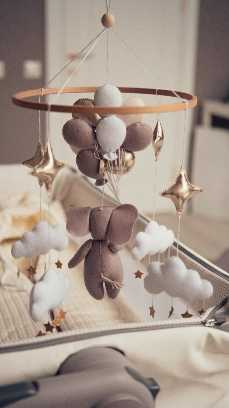 Baby Mobile Neutral Elephant Mobile Nursery Elephant Crib - Etsy
