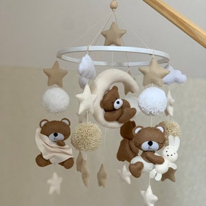 Bear Baby Mobile, Neutral Baby Mobile, Bear Mobile for Nursery, Crib ...
