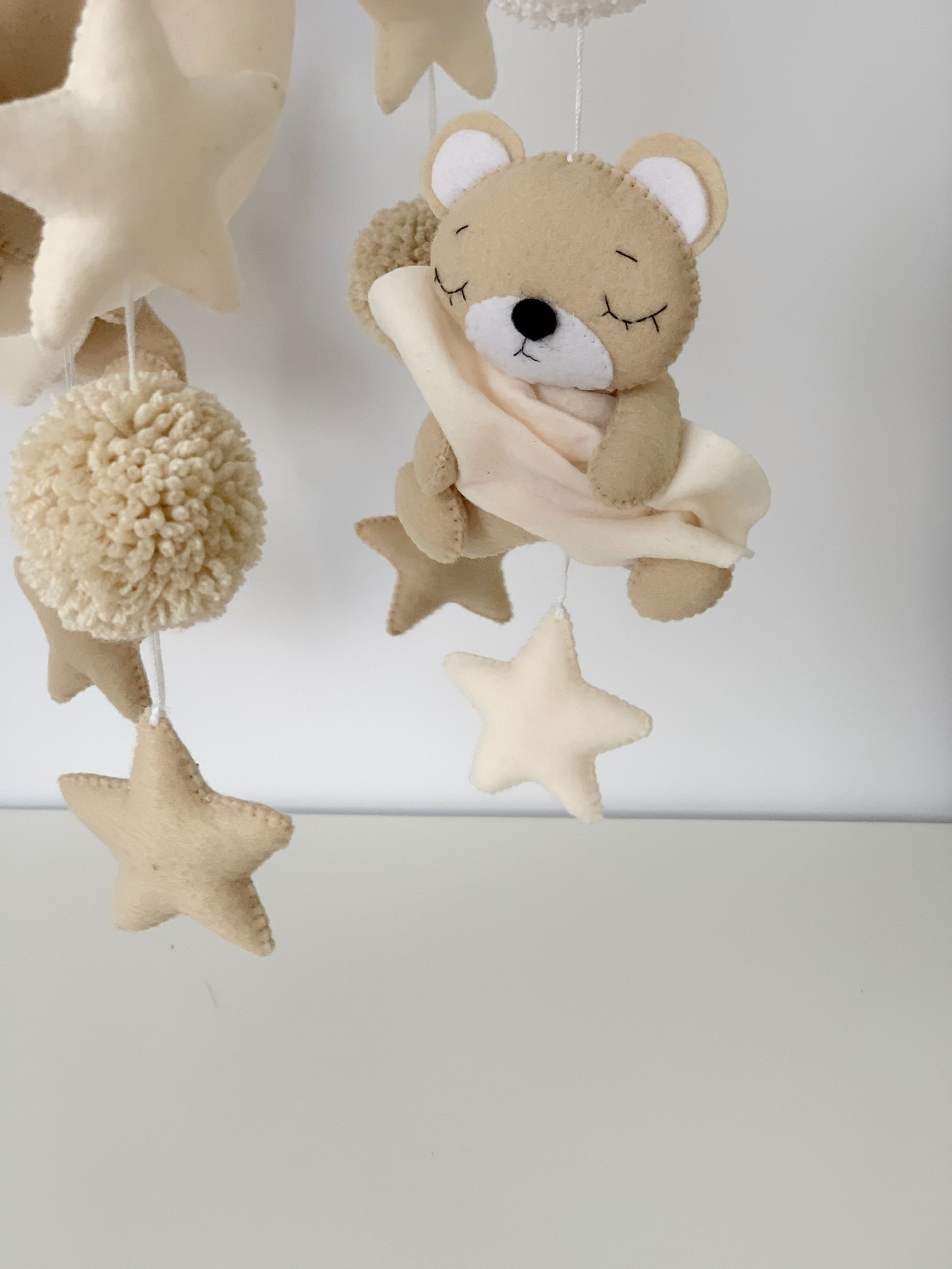 Bear mobile beige baby mobile crib mobile boy baby shower | Etsy