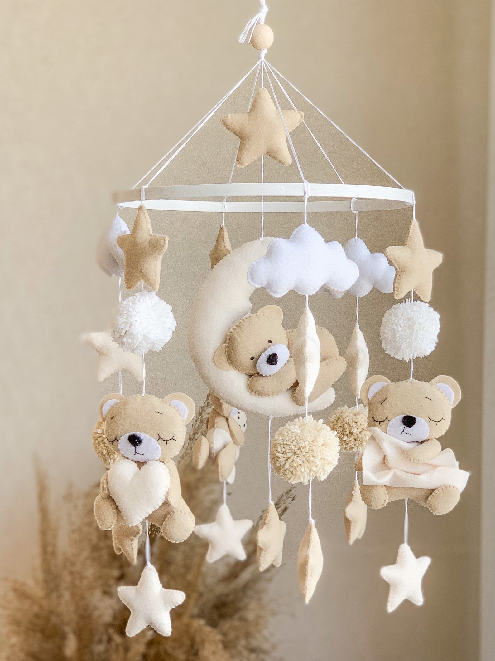 Bear Mobile Beige Baby Mobile Crib Mobile Boy Baby Shower - Etsy