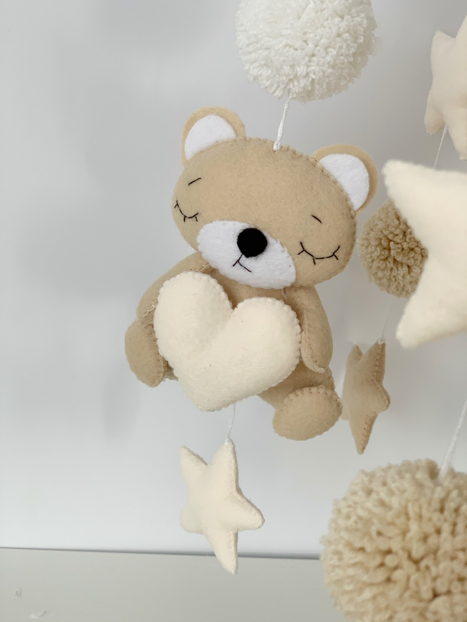 Bear mobile beige baby mobile crib mobile boy baby shower | Etsy