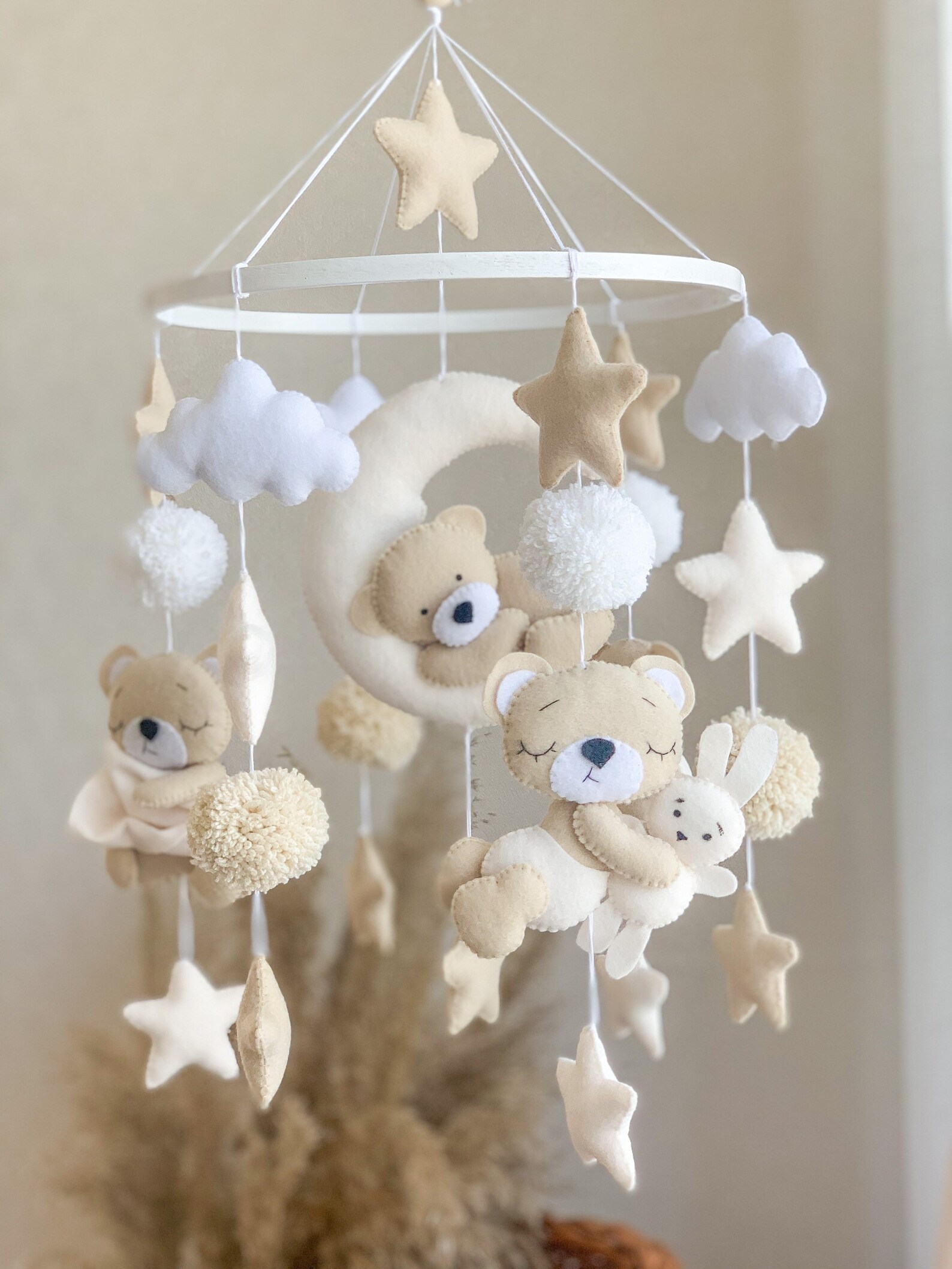 Bear Mobile Beige Baby Mobile Crib Mobile Boy Baby Shower - Etsy