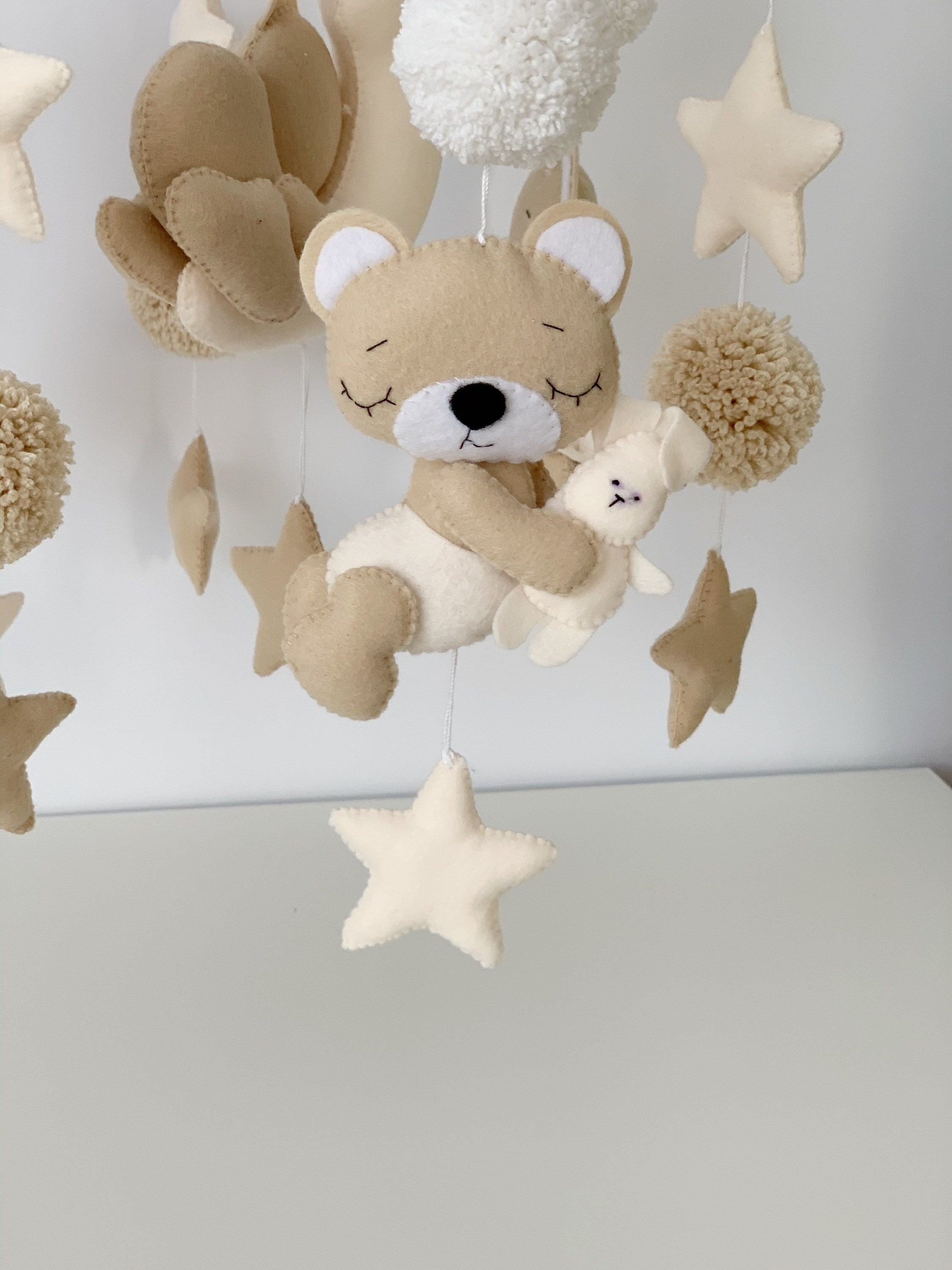 Bear mobile beige baby mobile crib mobile boy baby shower | Etsy