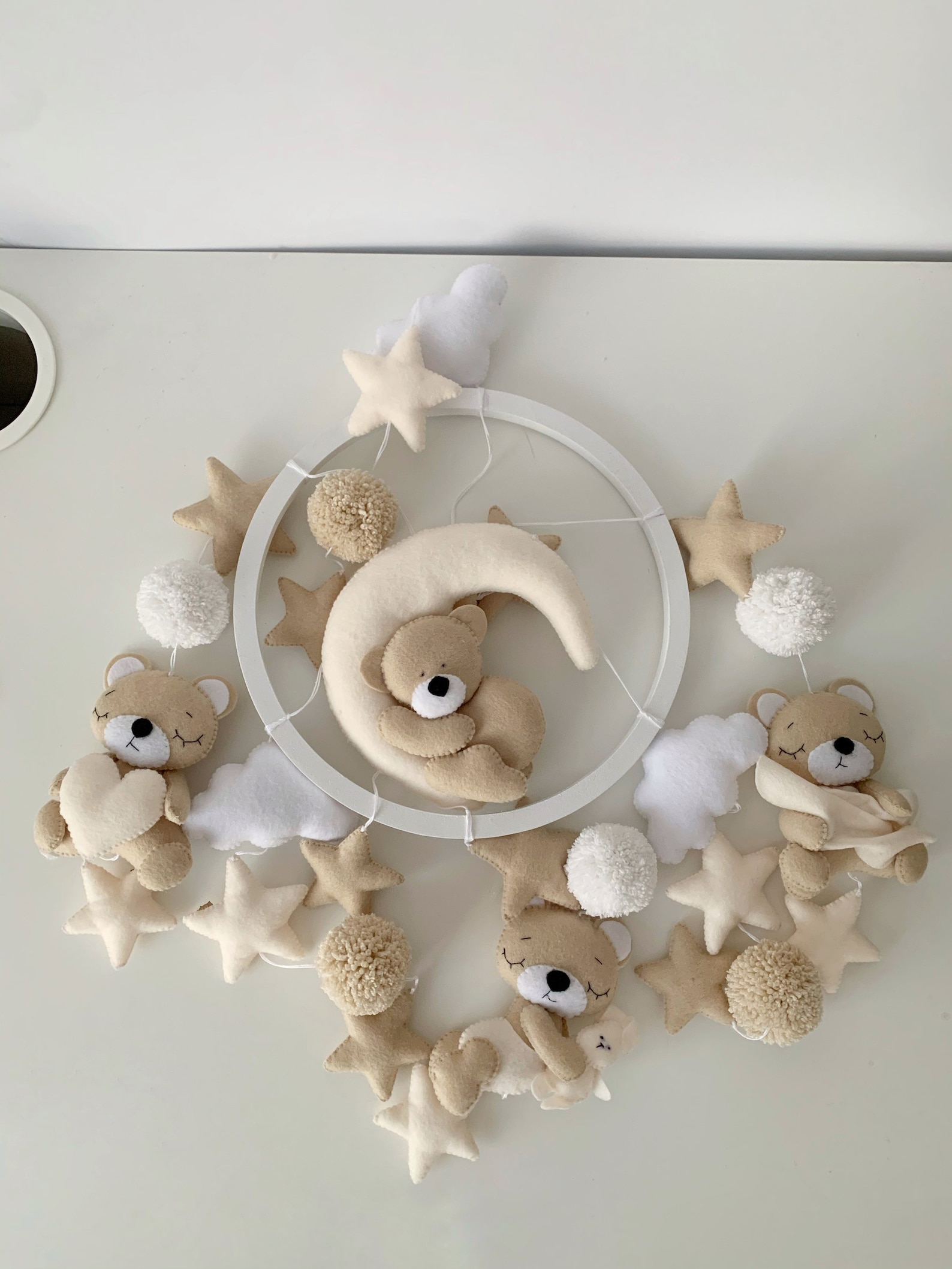 Bear Mobile, Beige Baby Mobile, Crib Mobile Boy, Baby Shower Gift ...