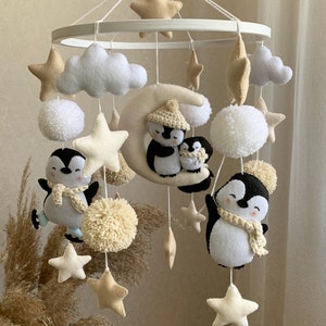 Baby Penguins Mobile, Crib Mobile, Penguin Gift, Baby Girl Nursery - Etsy