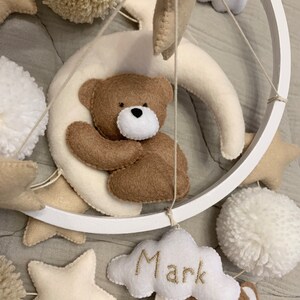 Bear Baby Mobile, Neutral Baby Mobile, Bear Mobile for Nursery, Crib ...