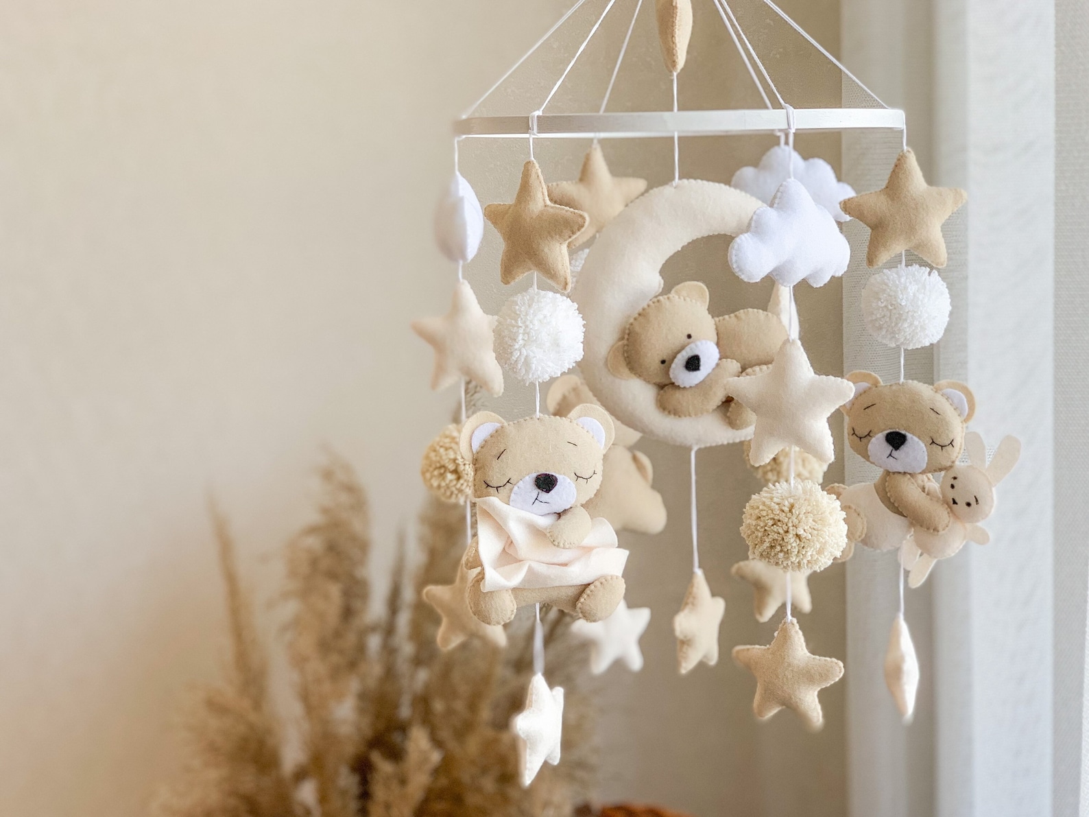 Bear Mobile, Beige Baby Mobile, Crib Mobile Boy, Baby Shower Gift ...