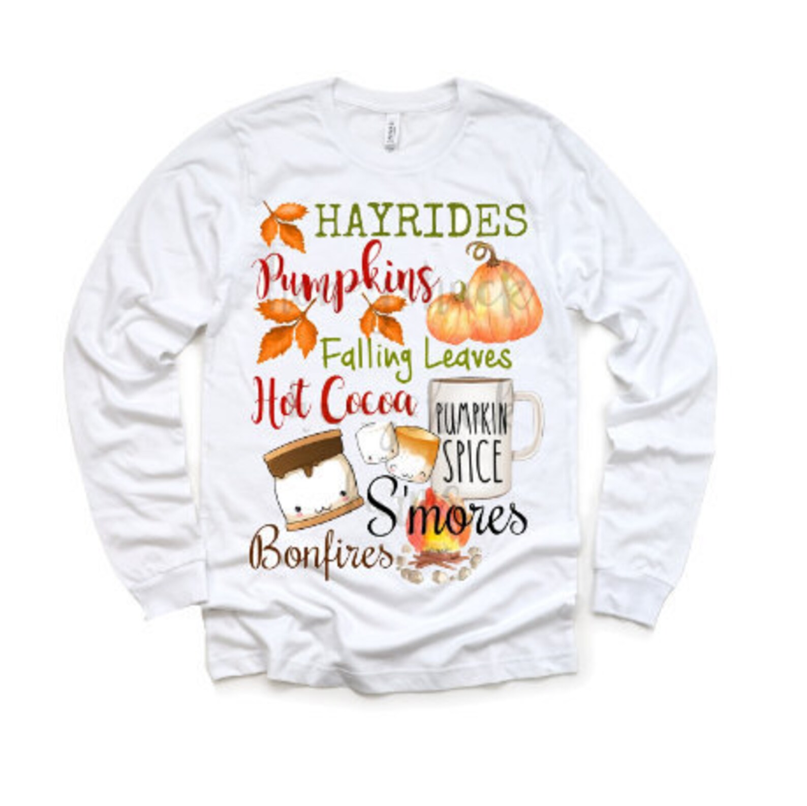 Fall Shirt, Pumpkin Shirt, Hayrides Pumpkins Falling Leaves Hot Cocoa ...