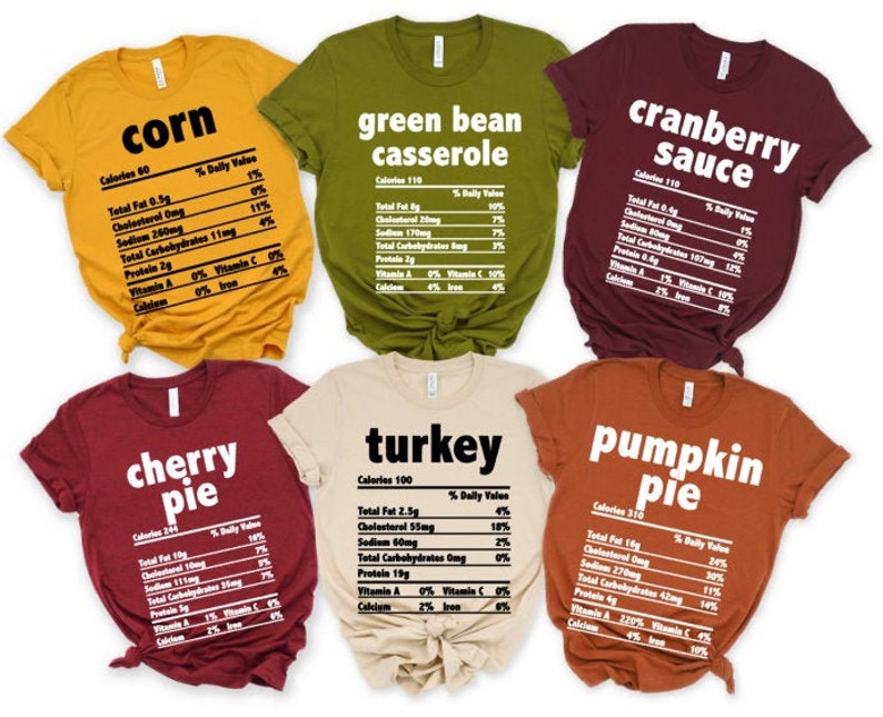 Nutrition Facts shirt Thanksgiving Day shirts Food Facts | Etsy