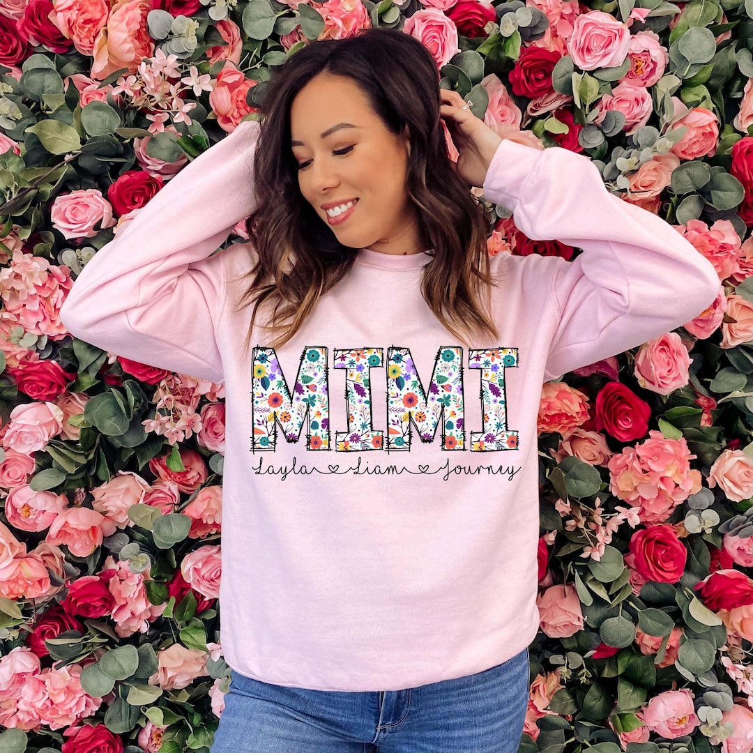 Floral Mimi Sweatshirt, Flower Mimi Sweatshirt, Personalized Mimi ...